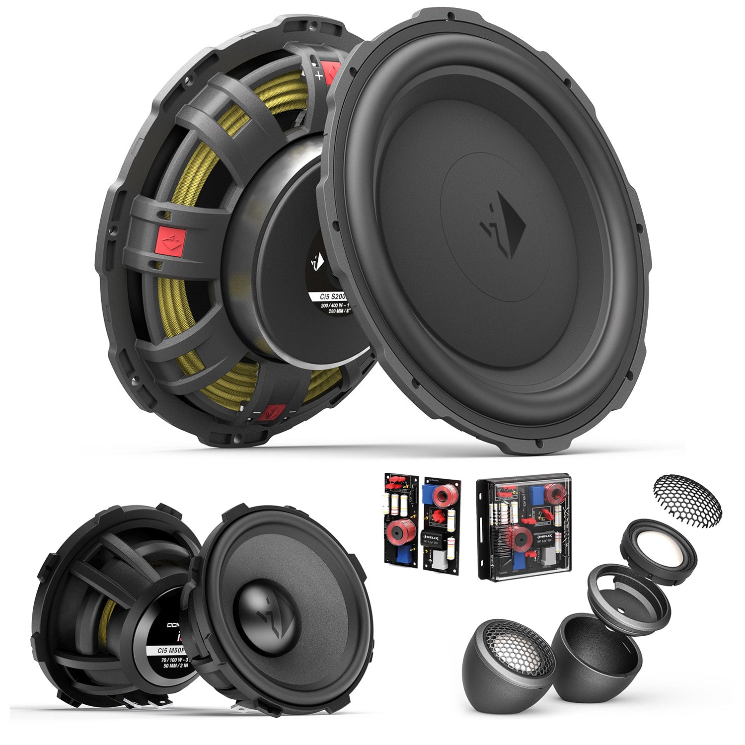 HELIX Ci5 8" 3-Way - Component Speaker Set, FlexMount | 2Ω